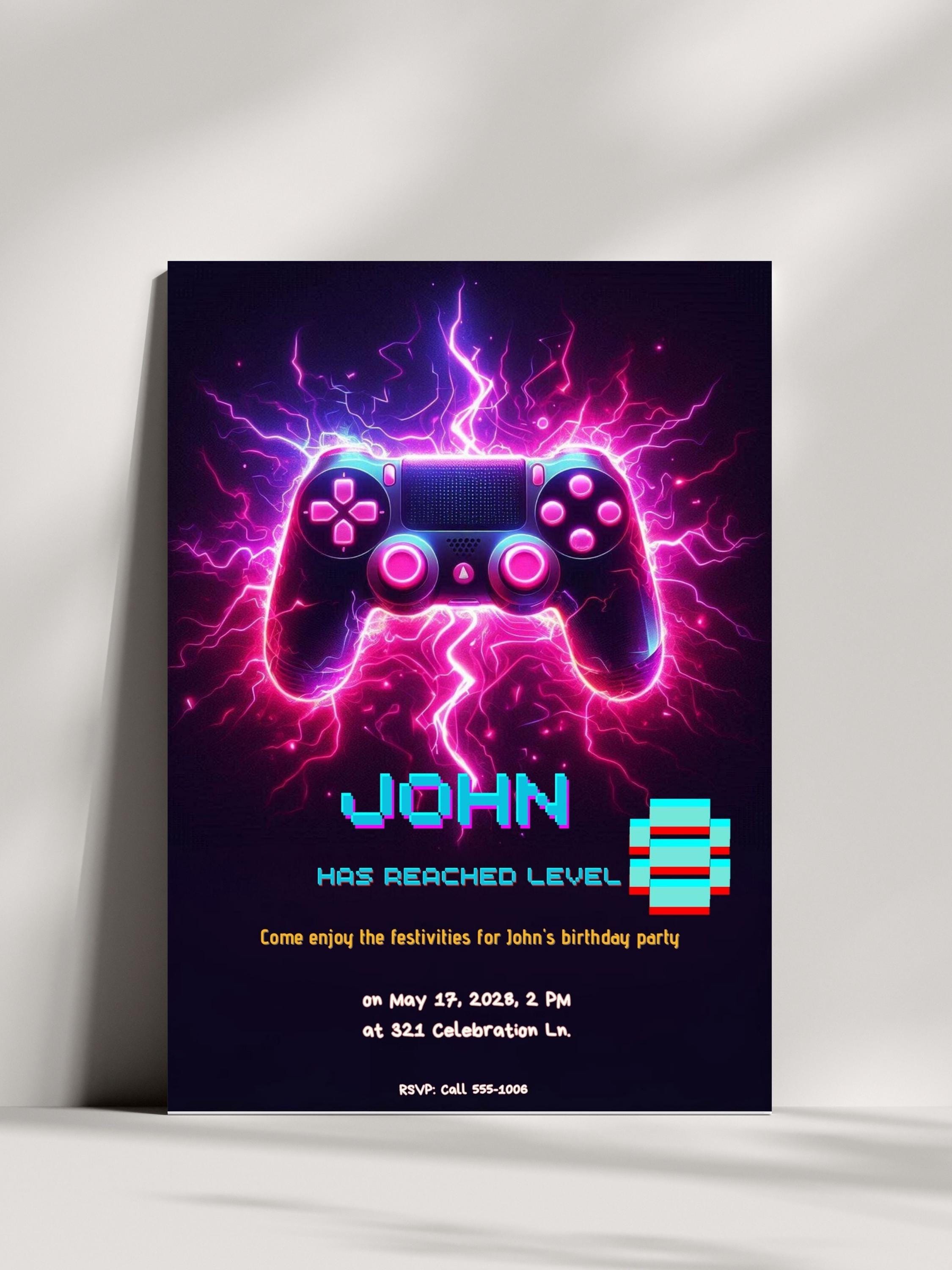 Video Game Invitation, Gamer Birthday Invite, Gaming Invitation, Game ...