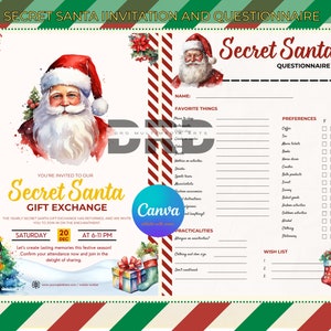 Secret Santa Questionnaire Survey | Christmas Gift Exchange Editable ...