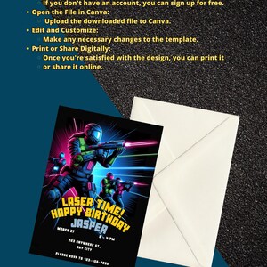 Laser Tag Invitation, Neon Laser Tag Invite, Glow Laser Tag Party, Neon ...