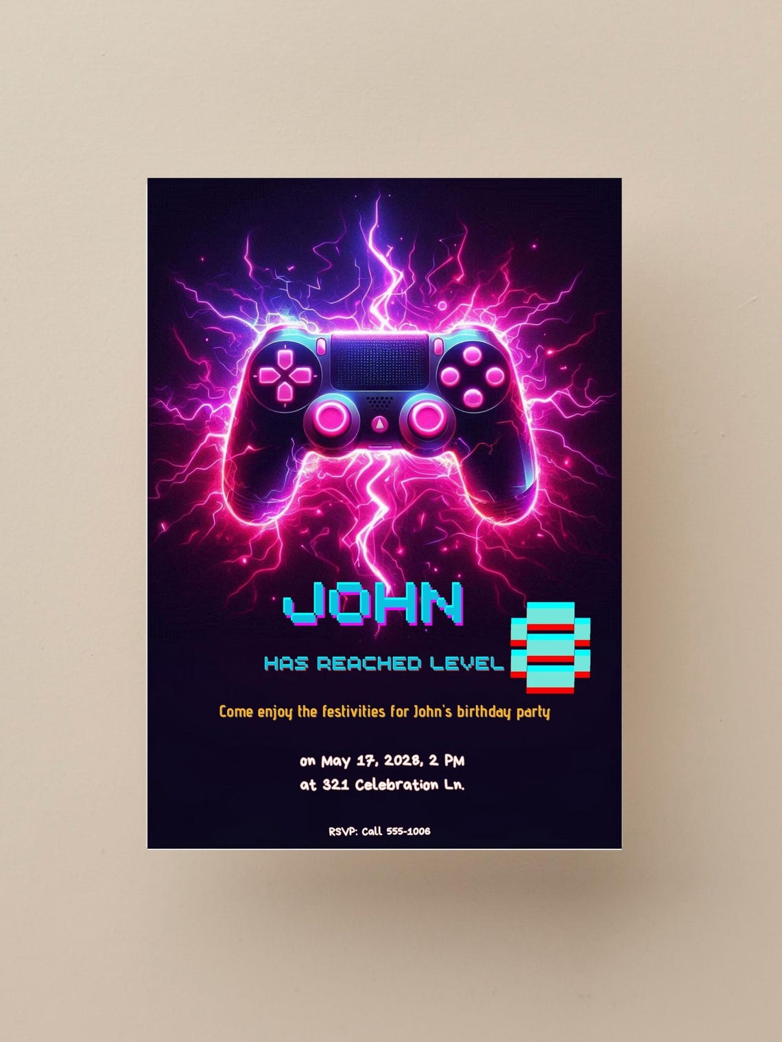 Video Game Invitation, Gamer Birthday Invite, Gaming Invitation, Game ...