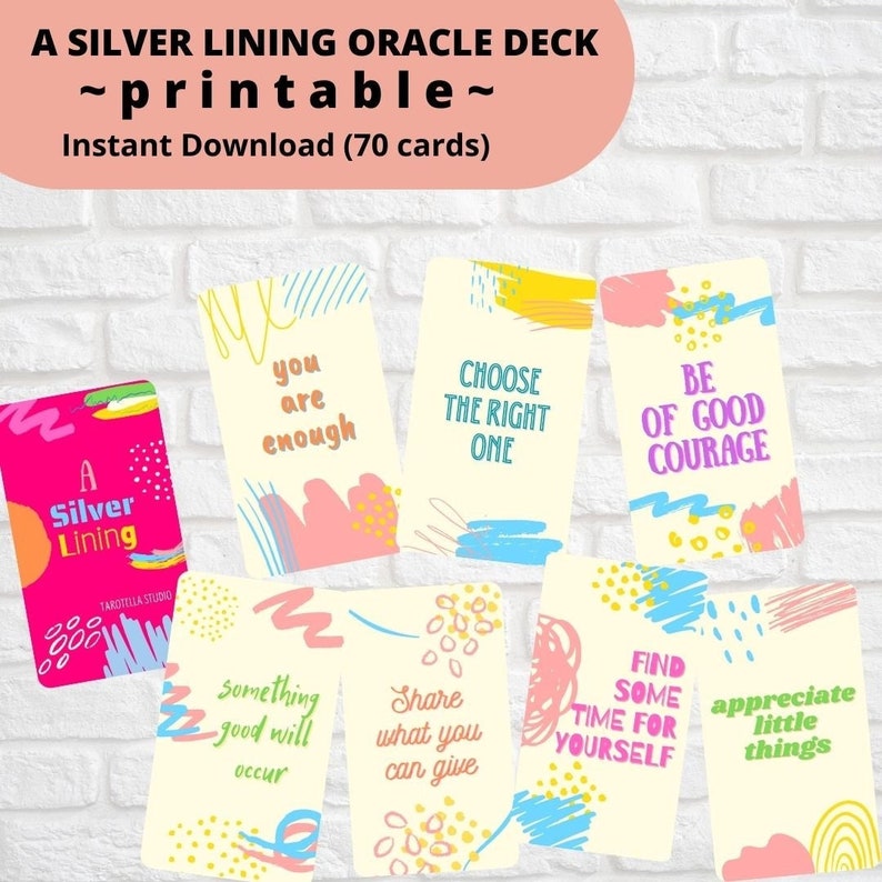 Printable Affirmation Deck | Silver Lining Oracle - Etsy