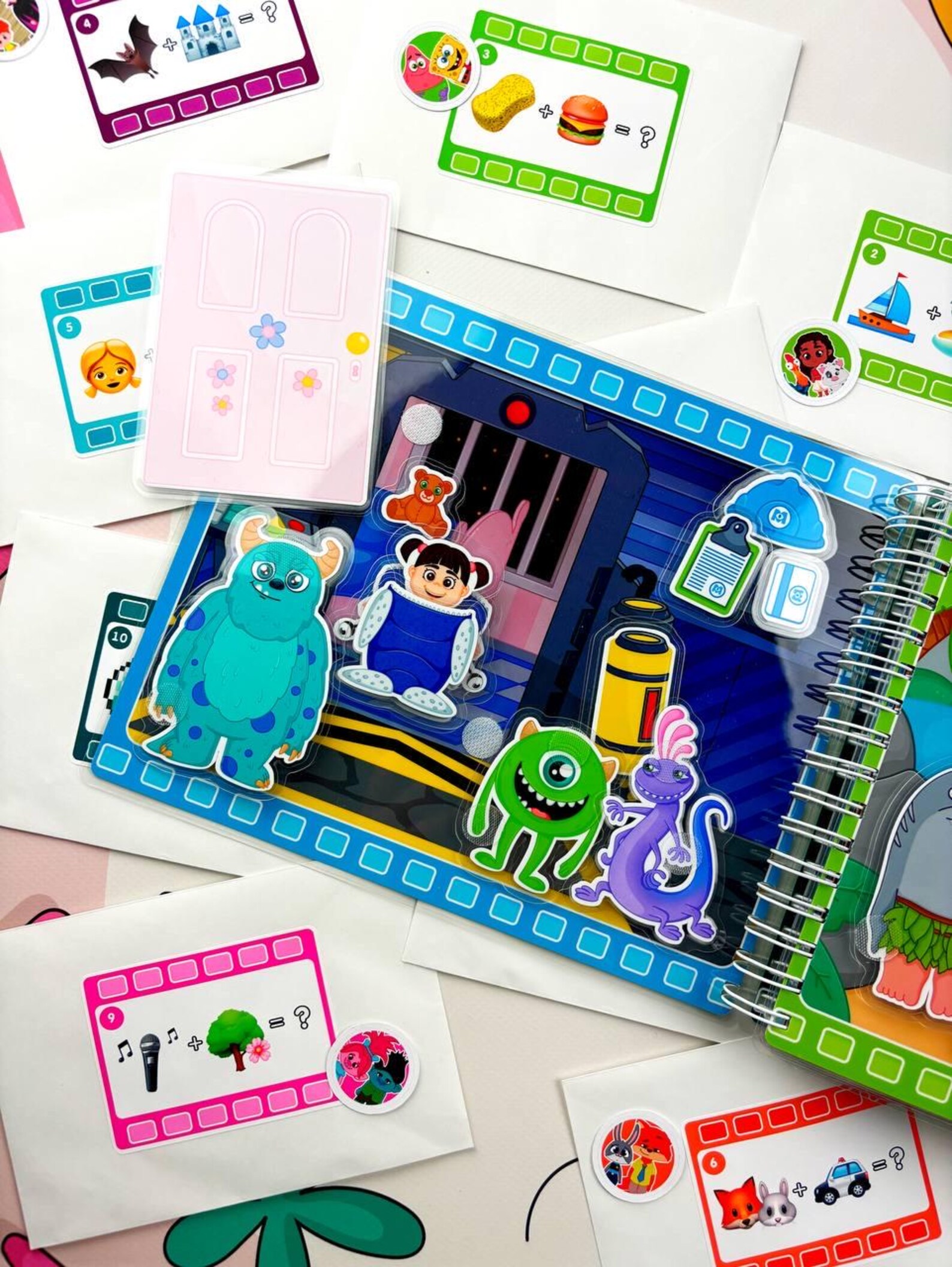 Cartoon Adventure: Detective Hook and Loop Laminated Sticker Game for ...