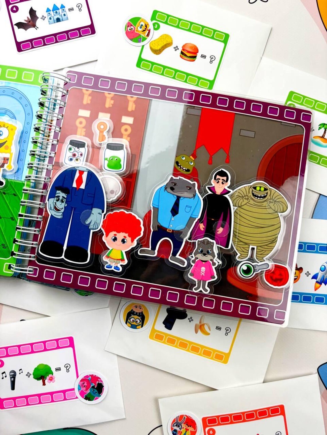 Cartoon Adventure: Detective Hook and Loop Laminated Sticker Game for ...