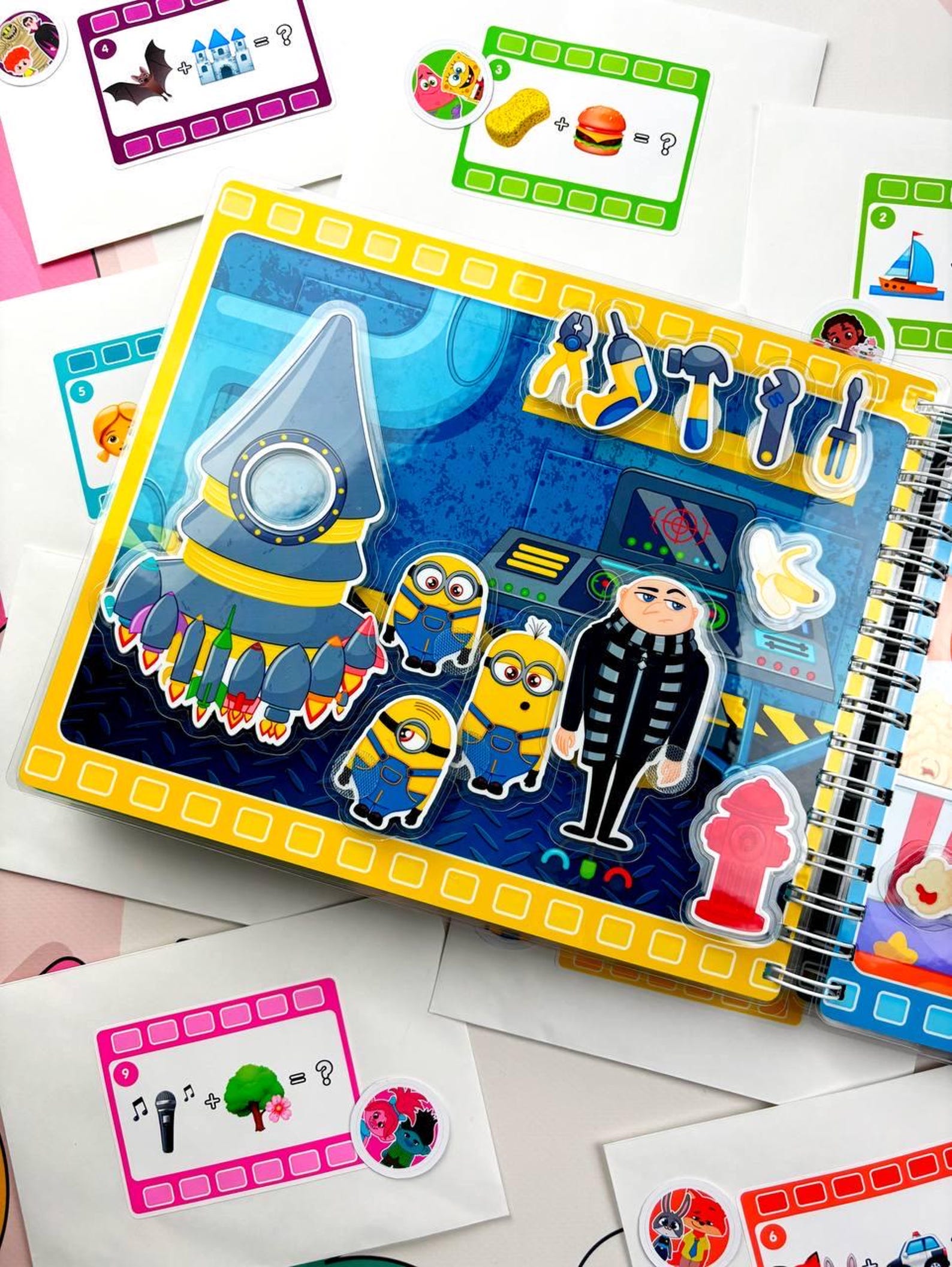 Cartoon Adventure: Detective Hook and Loop Laminated Sticker Game for ...