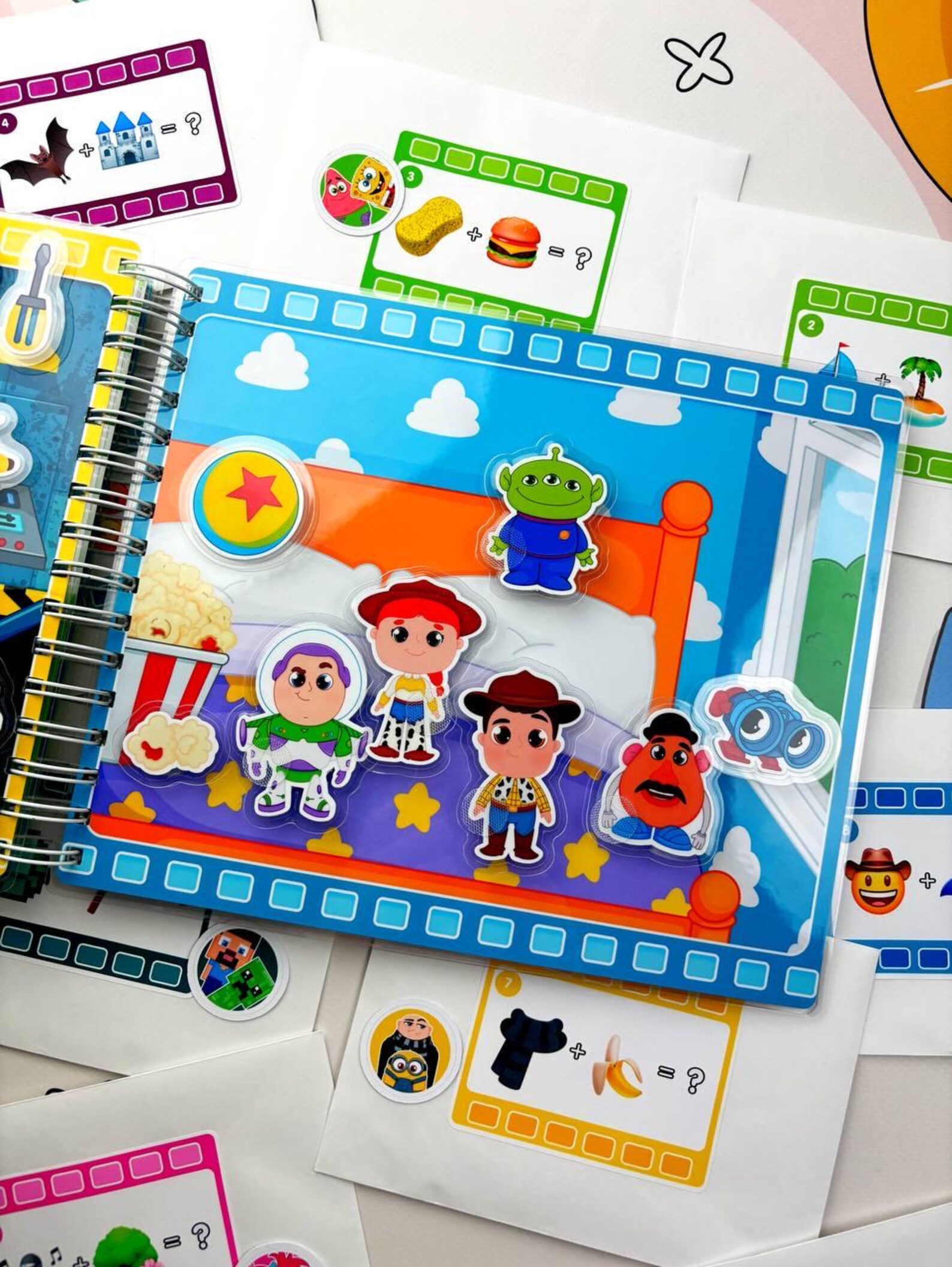 Cartoon Adventure: Detective Hook and Loop Laminated Sticker Game for ...