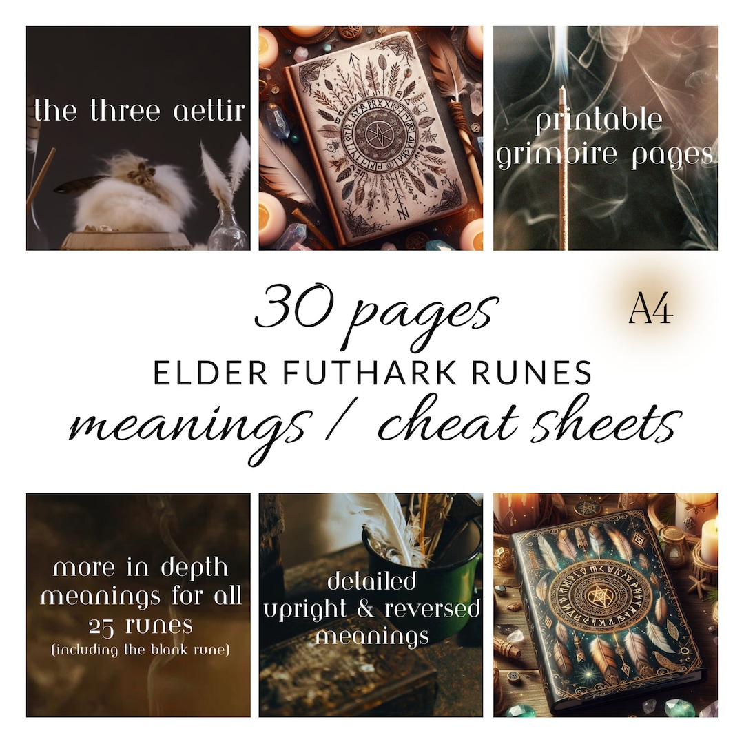 Rune Cheat Sheets PDF, Elder Futhark Spreads, Witch BOS Pages, Runes ...