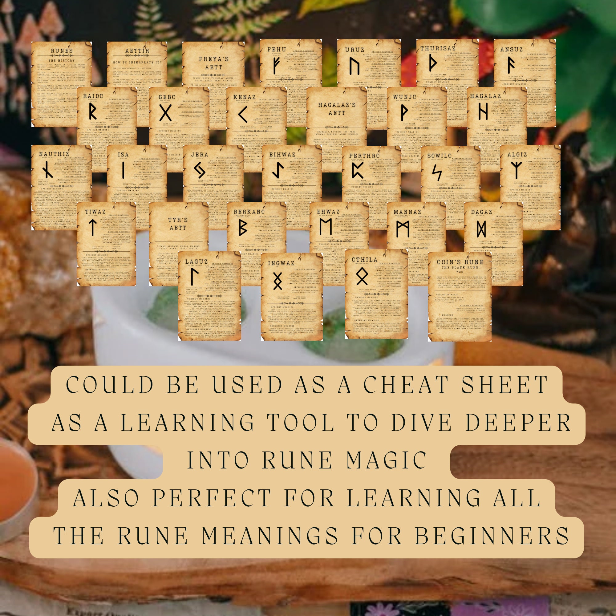 Rune Cheat Sheets PDF, Elder Futhark Spreads, Witch BOS Pages, Runes ...