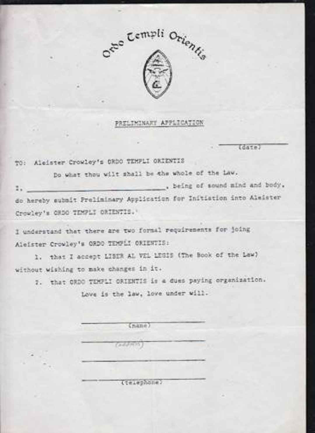 OTO Preliminary Application Form - Etsy