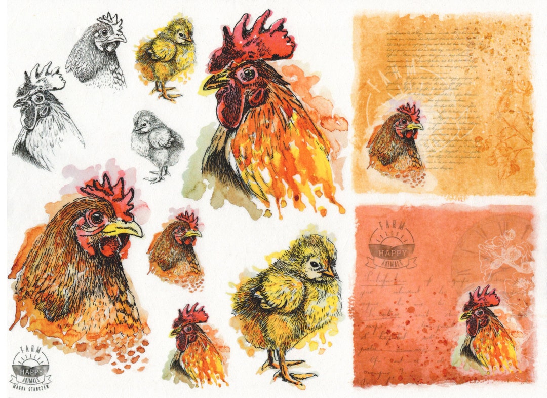 Rice Paper Farm Animals Rooster Chicken Chicks - Etsy
