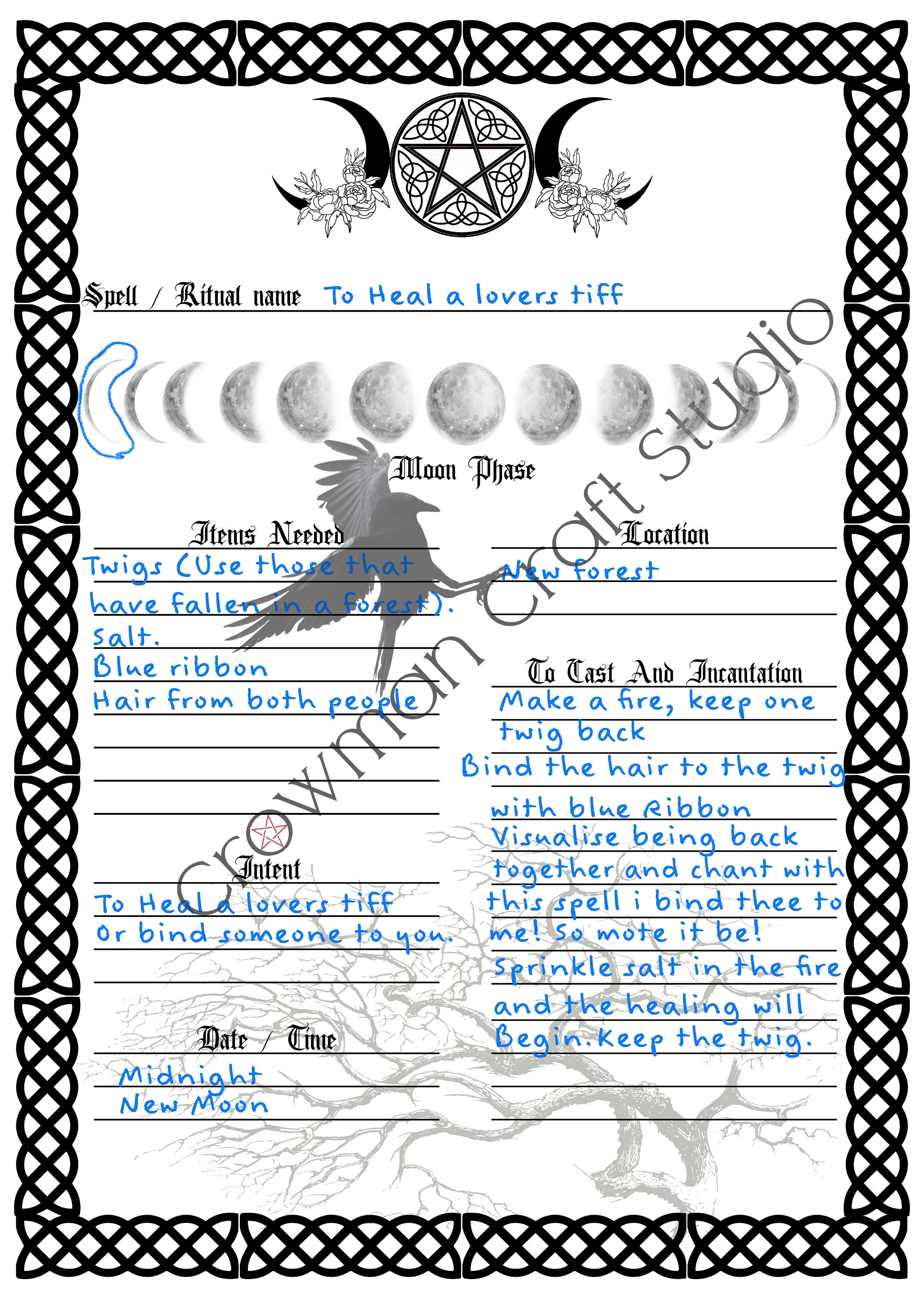 Spell Planner, Wicca Printable, Ink Saver Printable Witch Spell Bundle ...