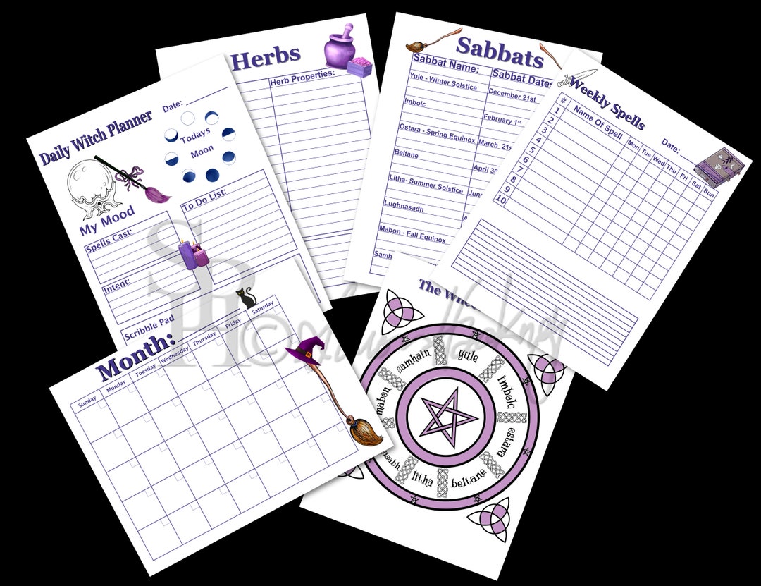Grimoire Printable Planner, Wicca Printable, Ink Saver Printable, Witch ...