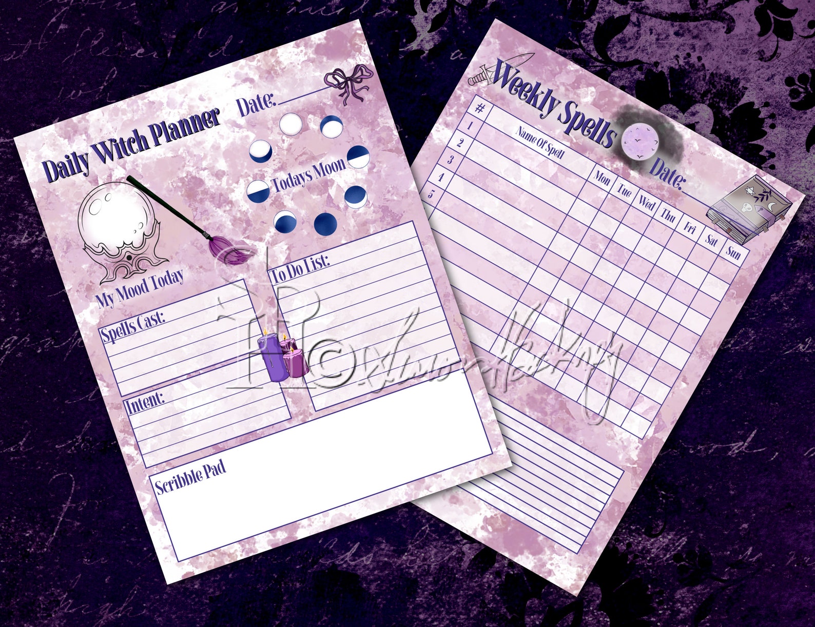 Witchy Planner, Wicca Printable, Printable Witch Bundle Set, Calendar ...
