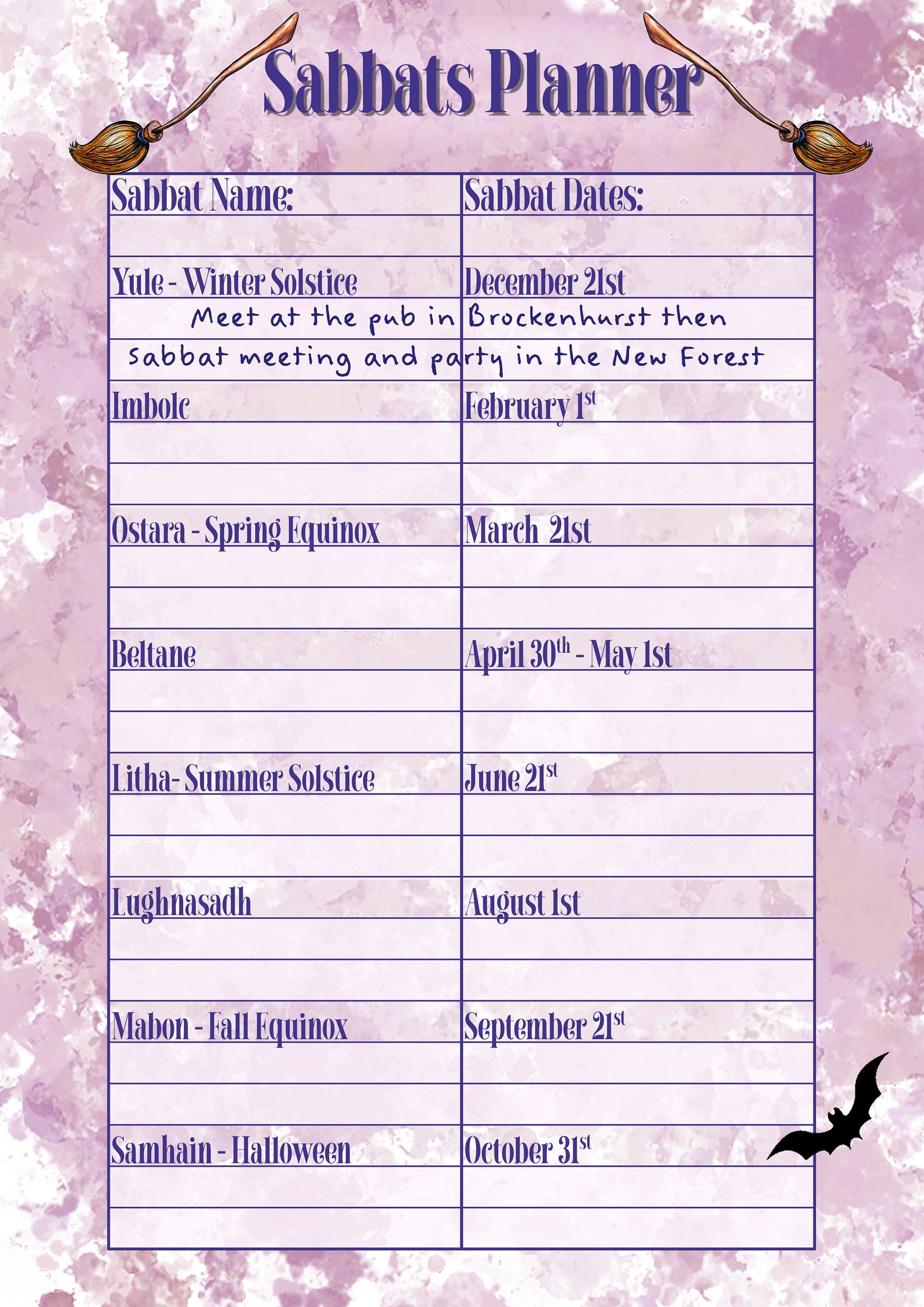 Witchy Planner, Wicca Printable, Printable Witch Bundle Set, Calendar ...