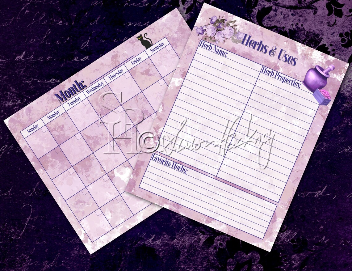 Witchy Planner, Wicca Printable, Printable Witch Bundle Set, Calendar ...