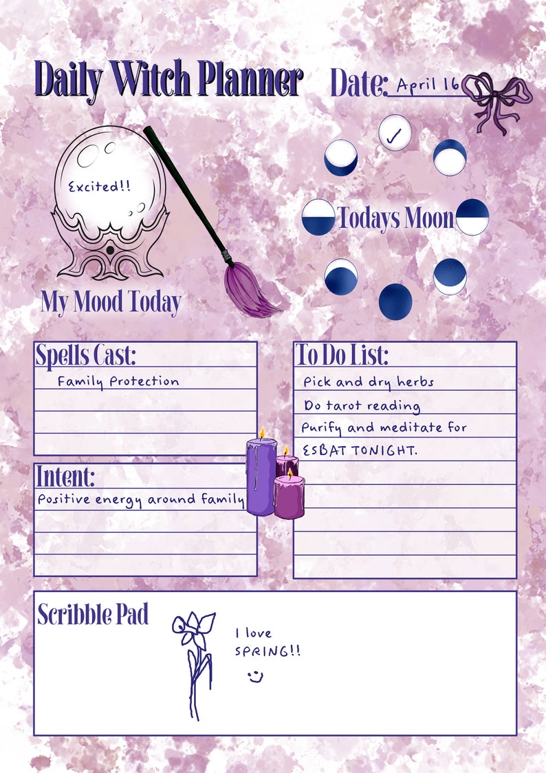 Witchy Planner, Wicca Printable, Printable Witch Bundle Set, Calendar ...