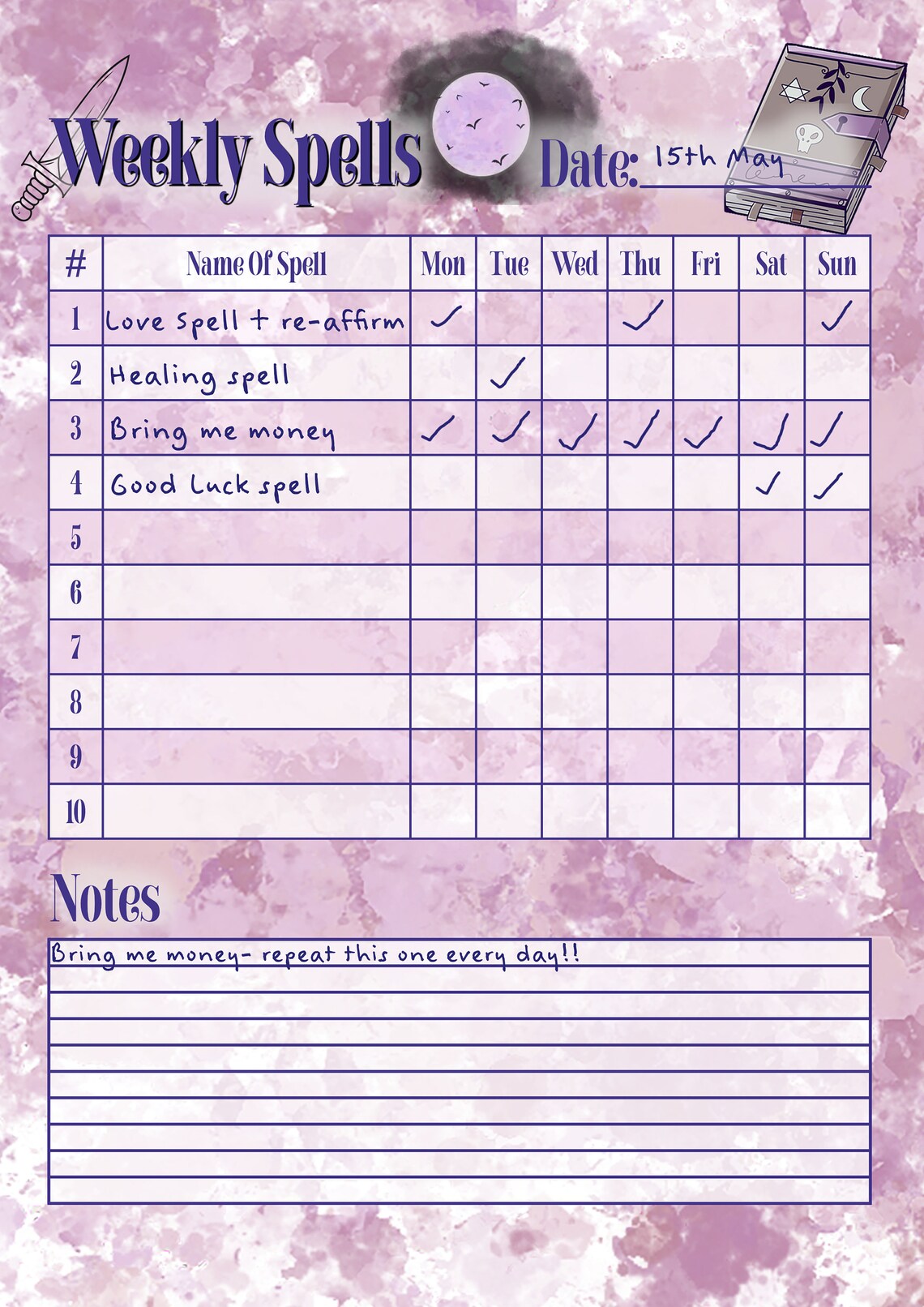 Witchy Planner, Wicca Printable, Printable Witch Bundle Set, Calendar ...