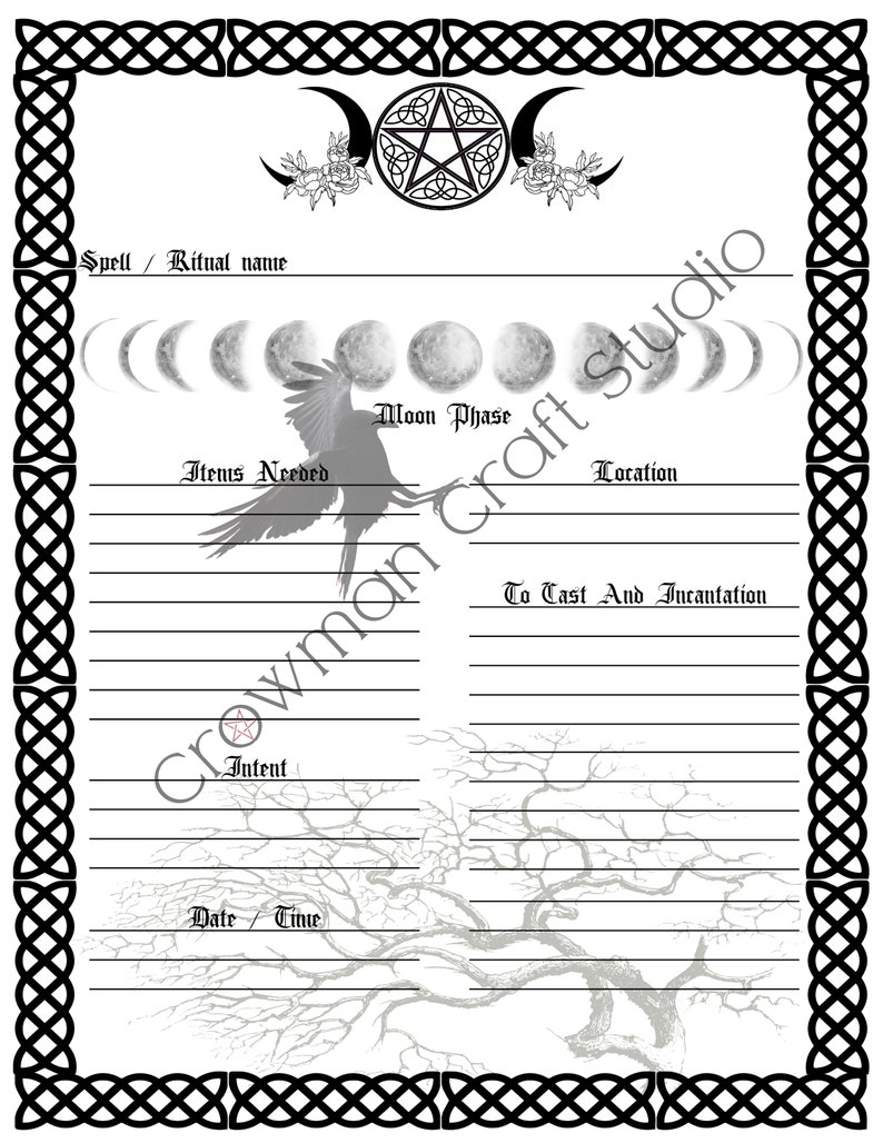 Spell Planner, Wicca Printable, Ink Saver Printable Witch Spell Bundle ...