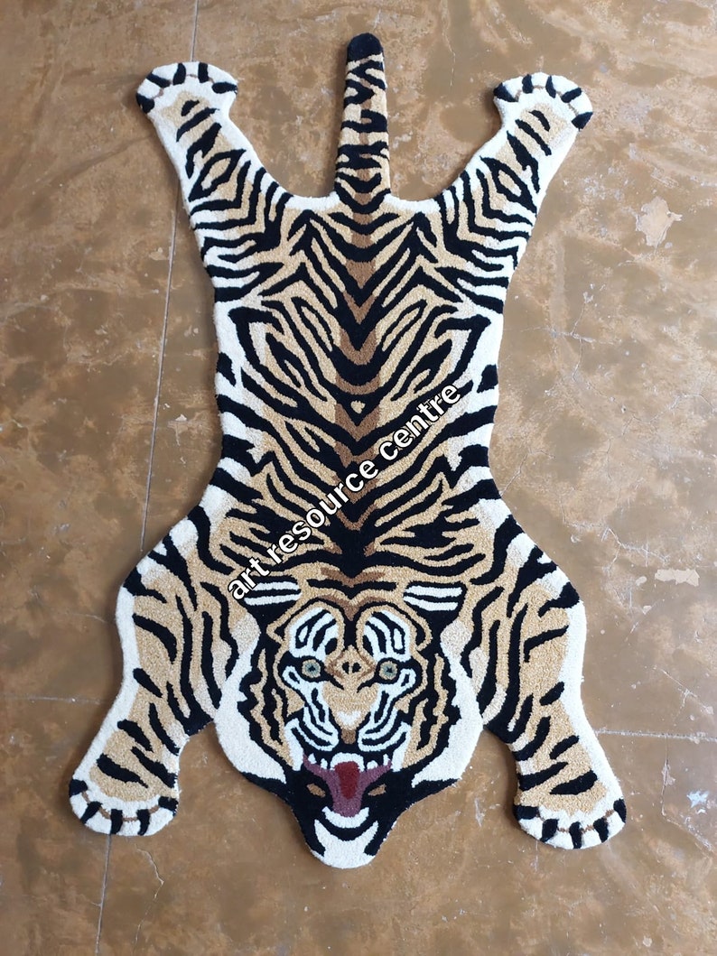 Handmade Tufted Indian Bengal Tiger Wool Rug for Living Room - Etsy