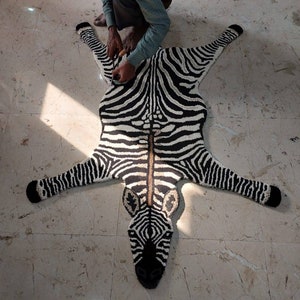 Handmade Tufted Rug Zebra Shape Wool Rug for Living Room - Etsy
