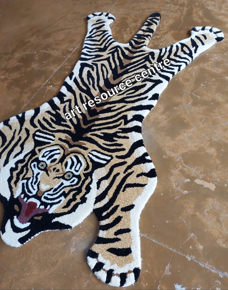 Handmade Tufted Indian Bengal Tiger Wool Rug for Living Room - Etsy