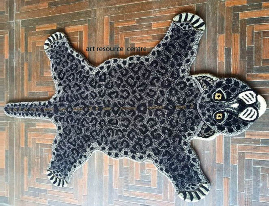 Handmade Tufted Leopard Wool Rug Animal Shape Rug for Living - Etsy