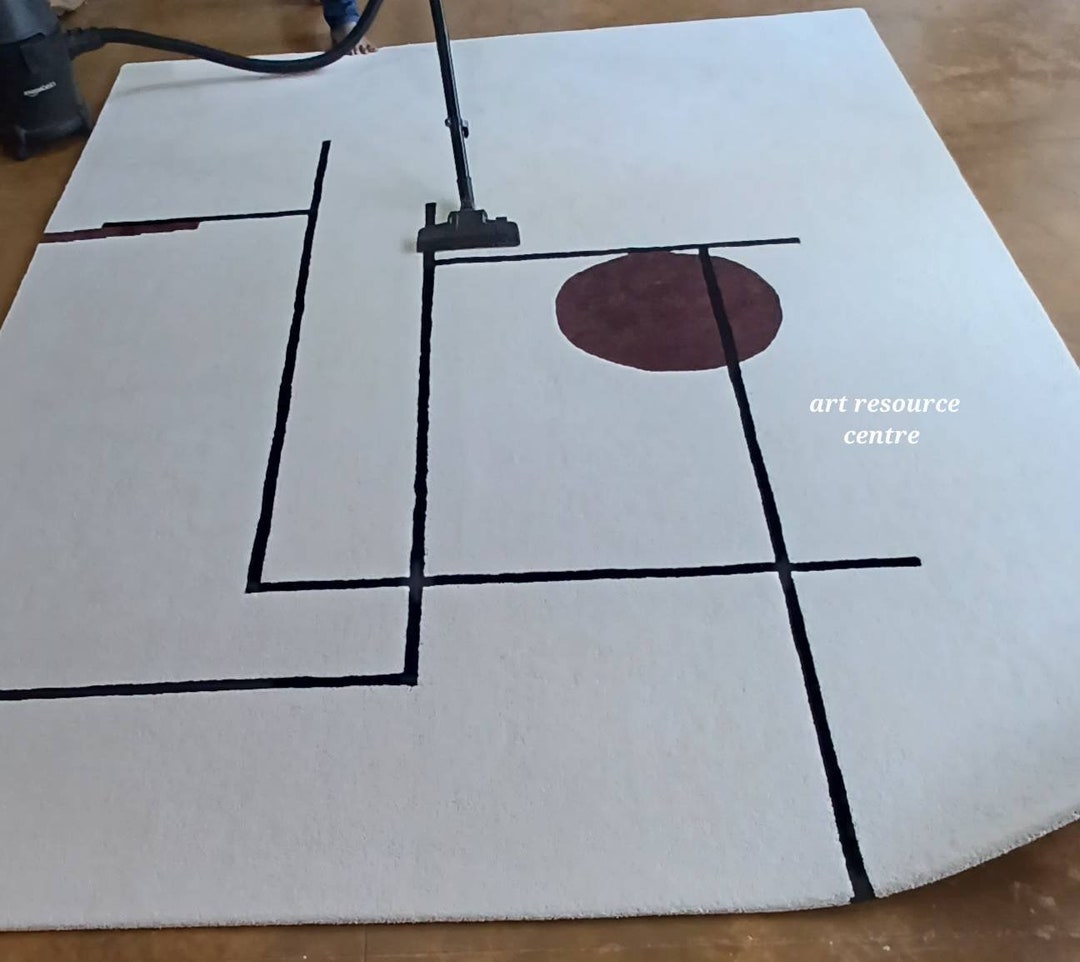 Modern Abstract Black and White Handmade Tufted Area Rug for Living ...