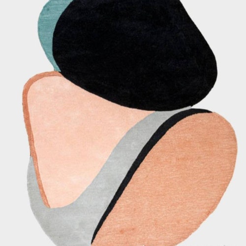 Irregular Shape Handtufted Rug Modern Abstract Soft Wool Area - Etsy