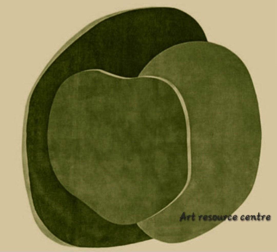 Minimalist Sage Green and Baige Round Rug Premium Quality Irregular ...