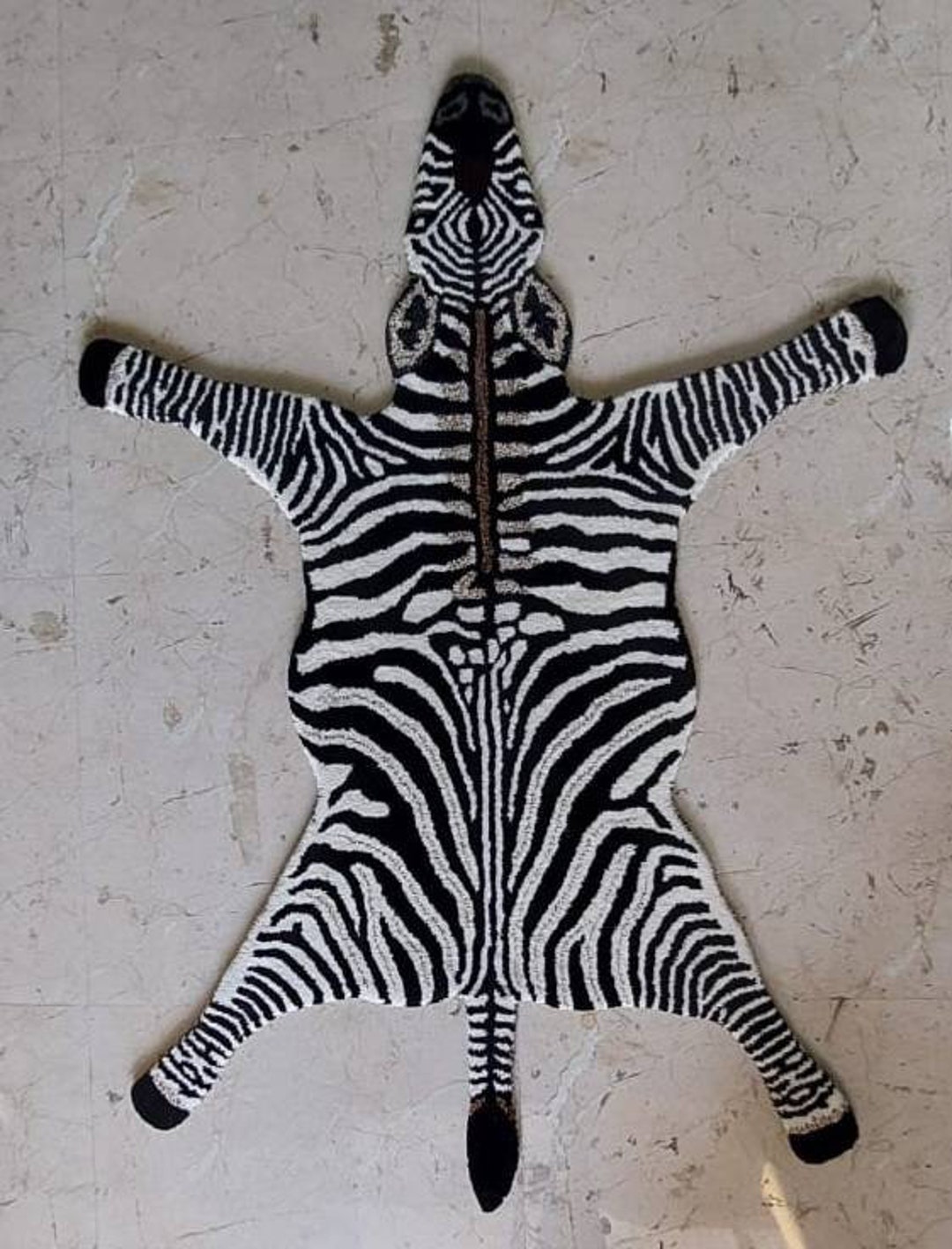 Handmade Tufted Rug Zebra Shape Wool Rug for Living Room - Etsy