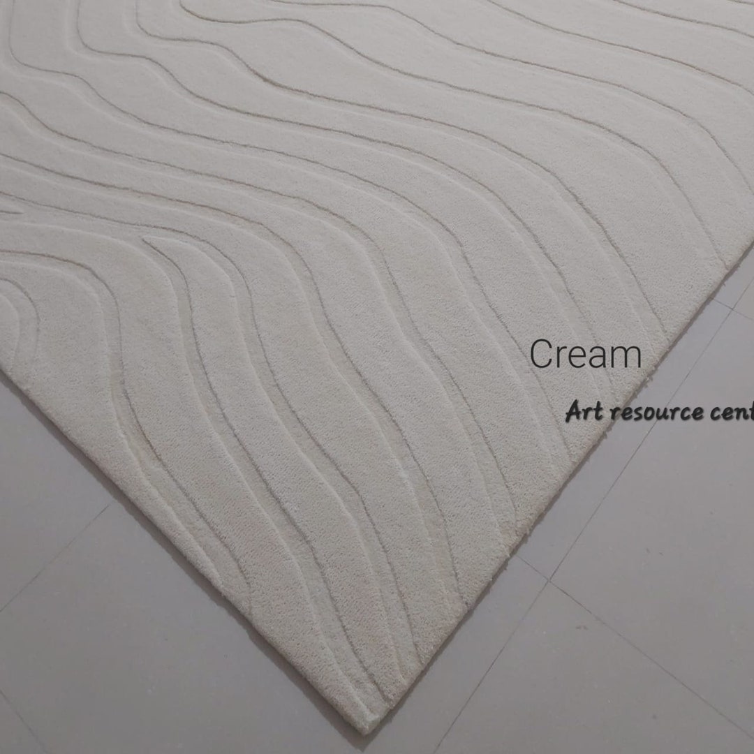 Modern Abstract 8x10 Cream Color Hand Tufted Area Rug for Living Room ...