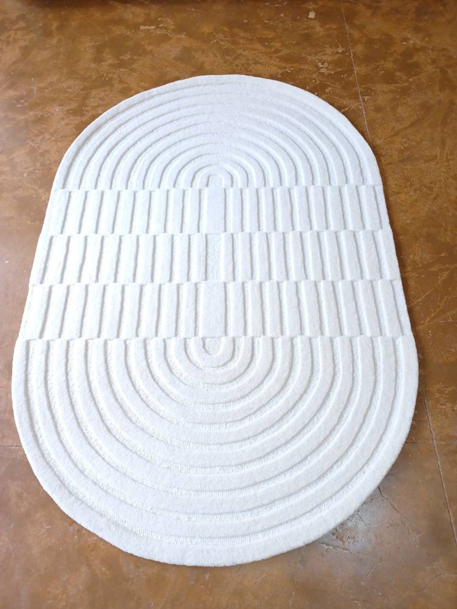 Modern Abstract Oval Shape Handmade Area Rug for Living Room - Etsy