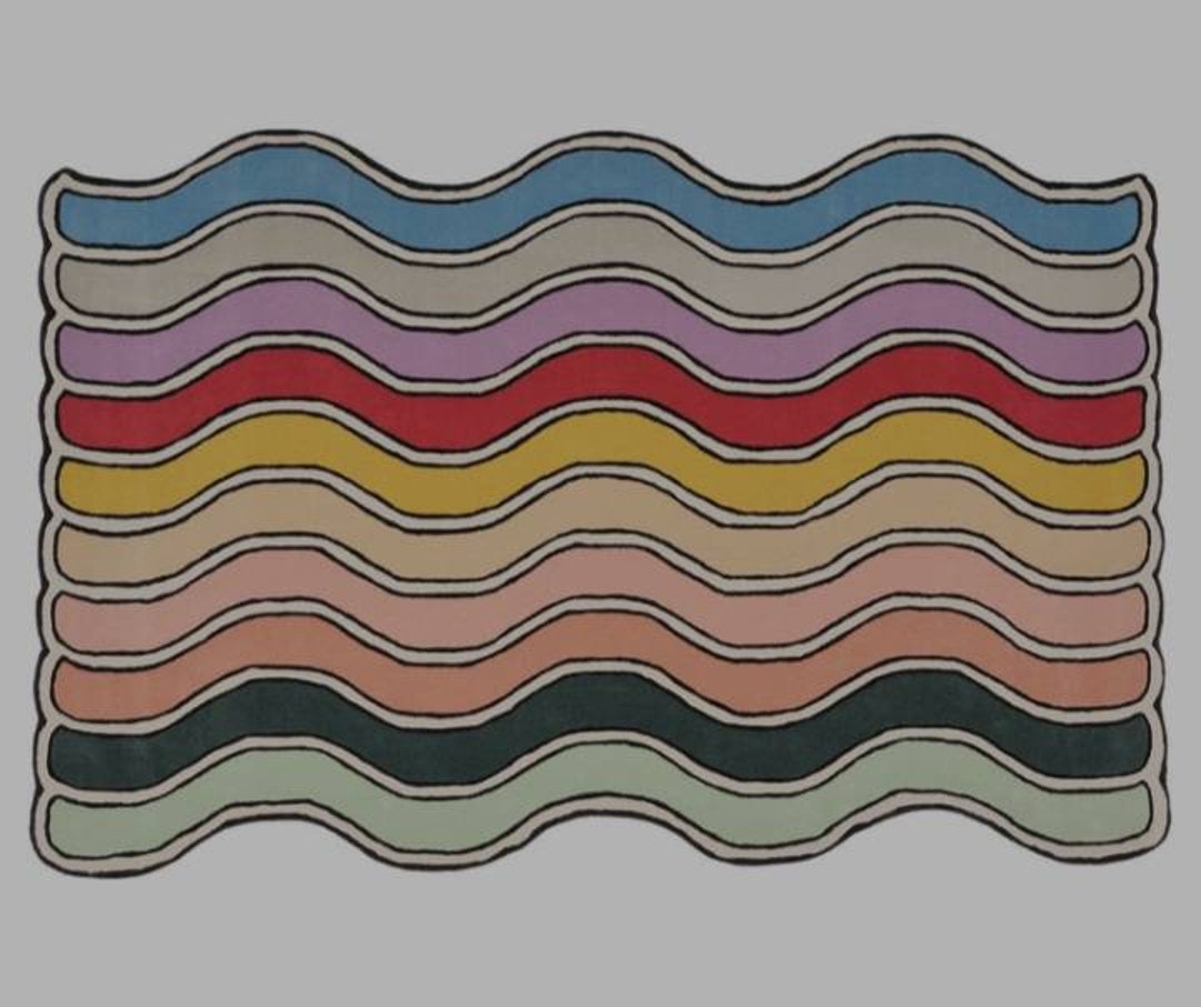 Modern Abstract Irregular Shape Colorful Wave Pattern Handmade Woolen ...