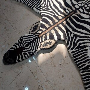 Handmade Tufted Rug Zebra Shape Wool Rug for Living Room - Etsy