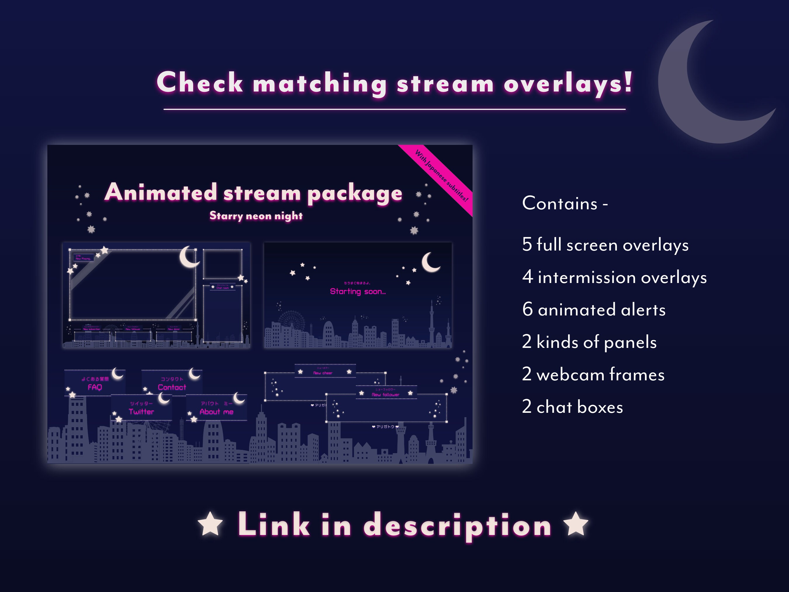 Stream Schedule Template - Starry Neon Night in Japan | Twitch Social ...