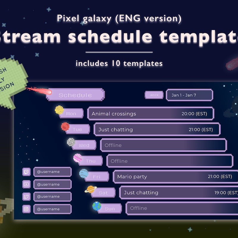Kawaii Space Schedule - Etsy