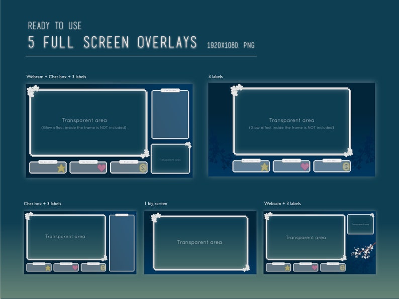 ENG Ver. Twitch Overlay Package - Pixel White Sakura | Twitch Panels ...