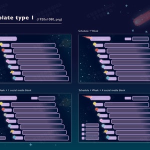 Stream Schedule Template - Pixel Galaxy Theme | Twitch Social Media ...