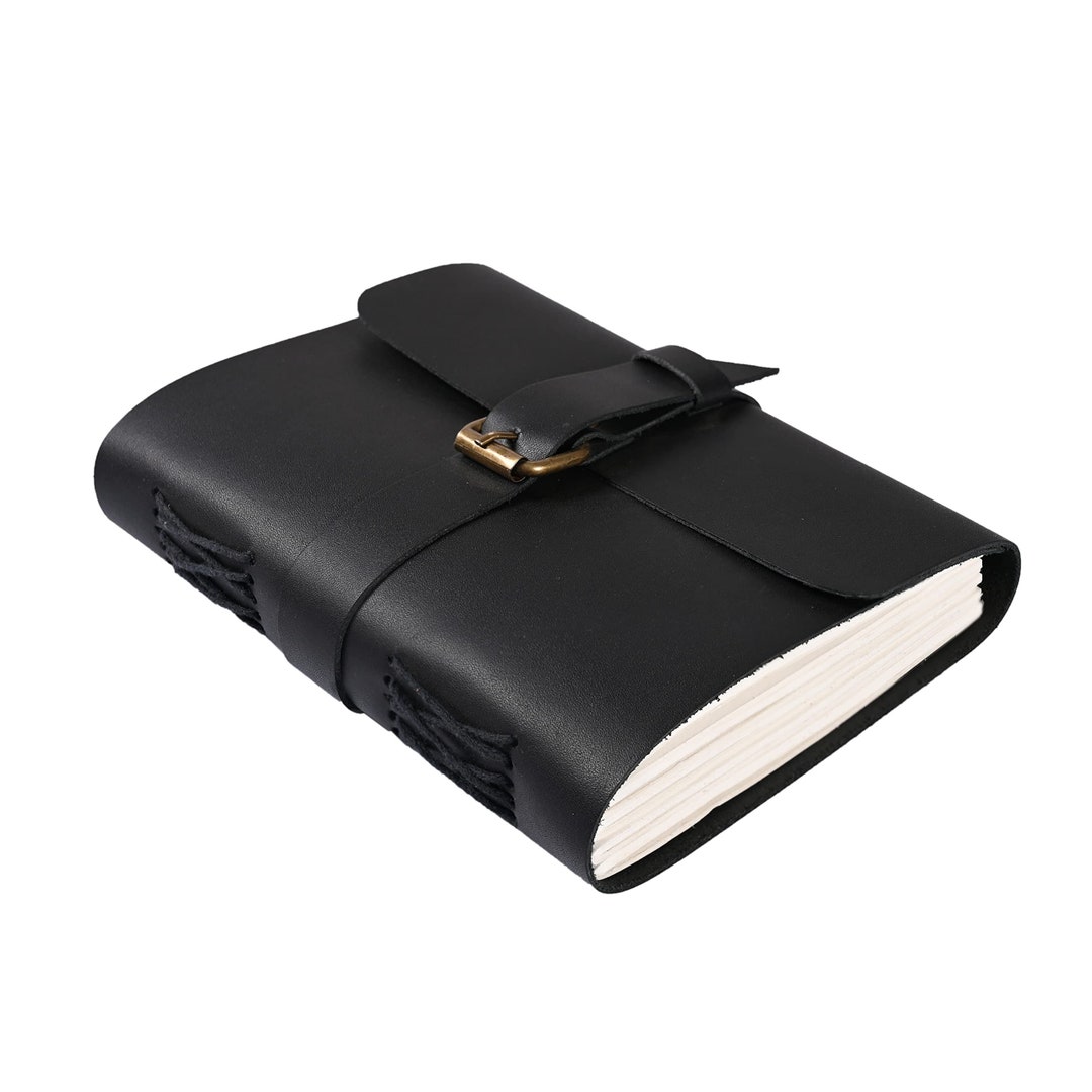 Professional Black Handmade Leather Journal Unruled A5 Strap With Lock ...