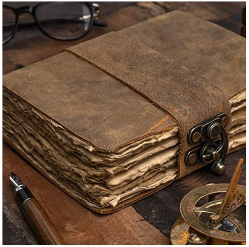 Vintage Leather Journal Lock Closure Book of Shadows - Etsy