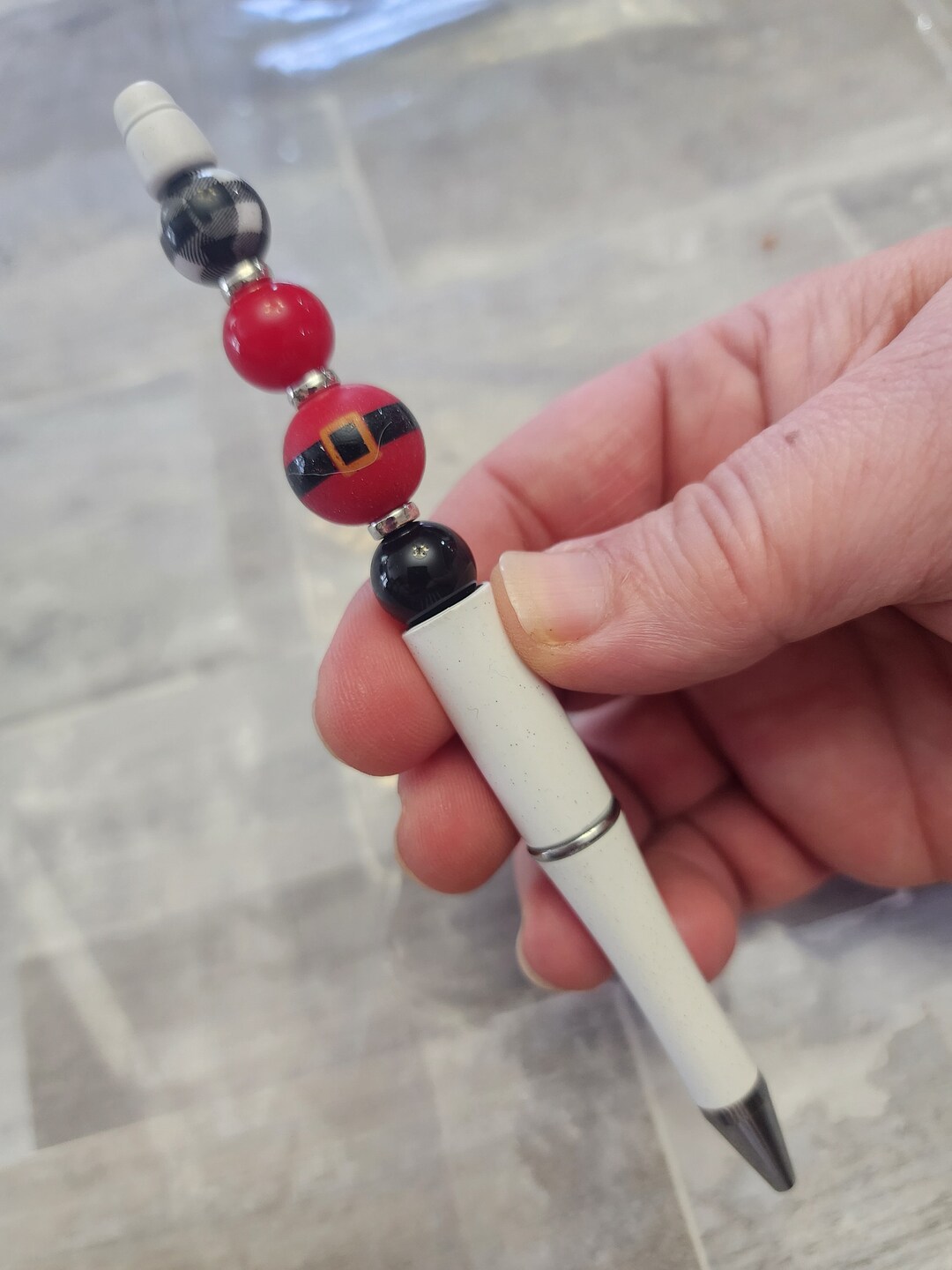 Santa Christmas Bead Pen Red White Black - Etsy