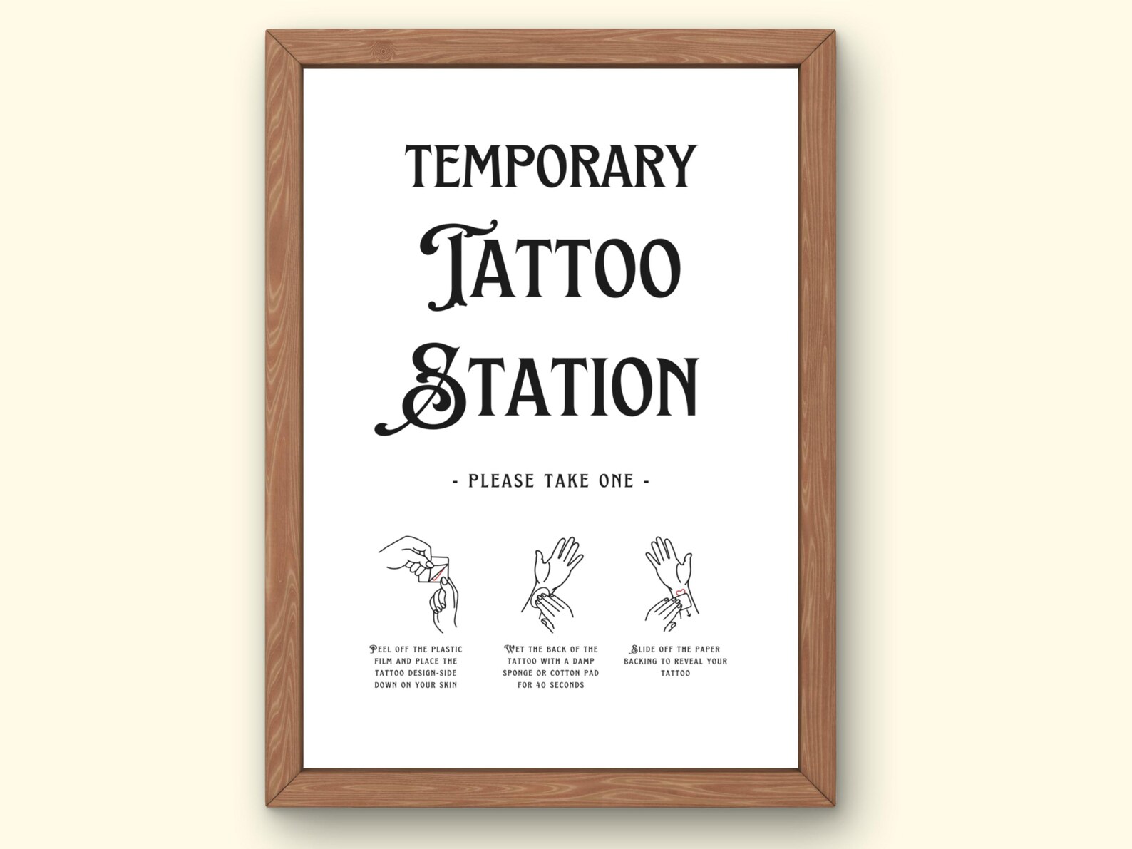 Wedding Temporary Tattoo Sign, Instant Digital Download, Printable at ...