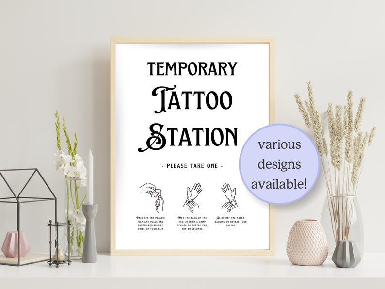 Wedding Temporary Tattoo Sign, Instant Digital Download, Printable at ...