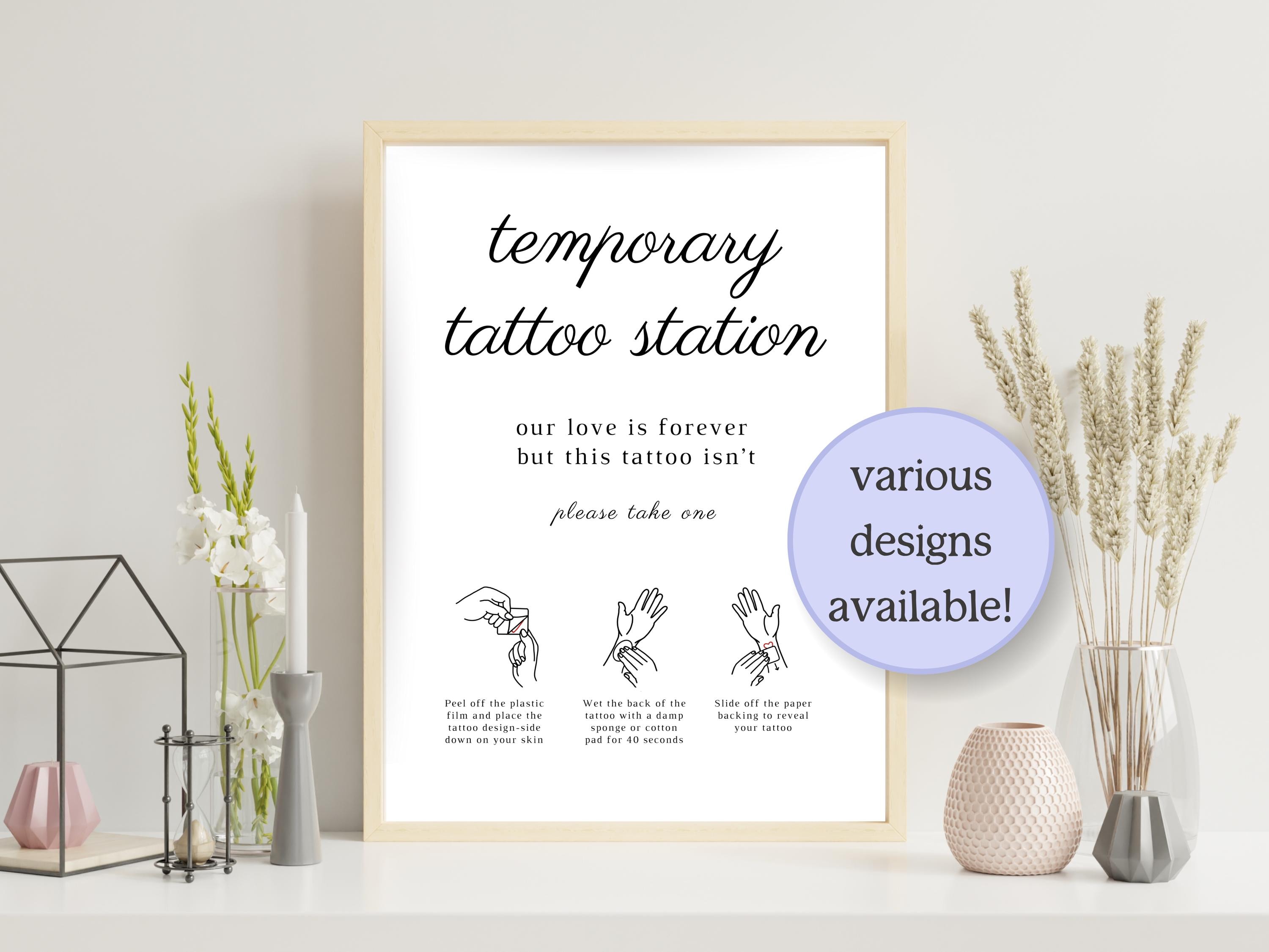 Wedding Temporary Tattoo Sign, Instant Digital Download, Printable at ...