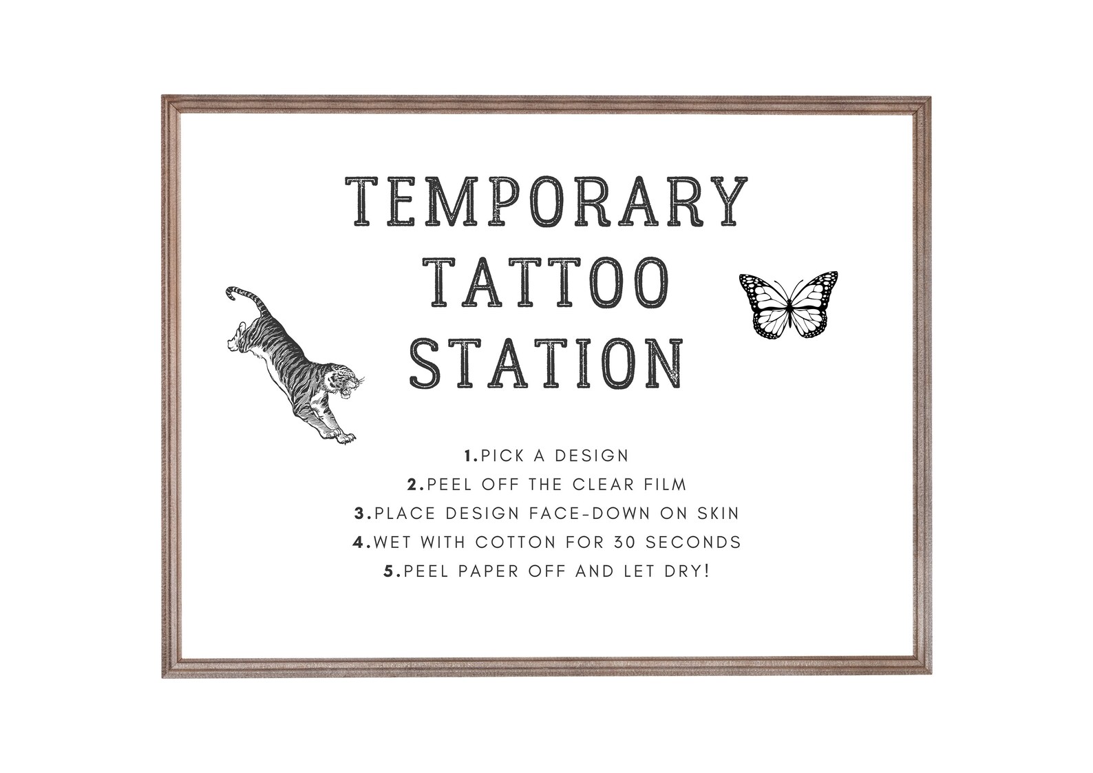 Tattoo Station Sign for Wedding or Party. Elegant Biker Tattoo Style ...