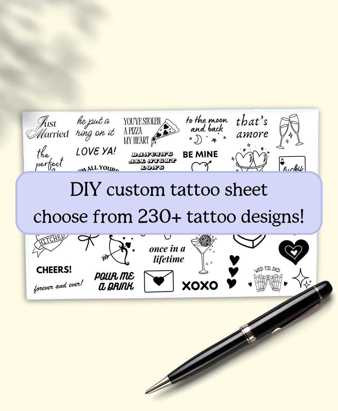 DIY Wedding Temporary Tattoo Sheet (3 Sheets, 28 Tattoos per Sheet ...