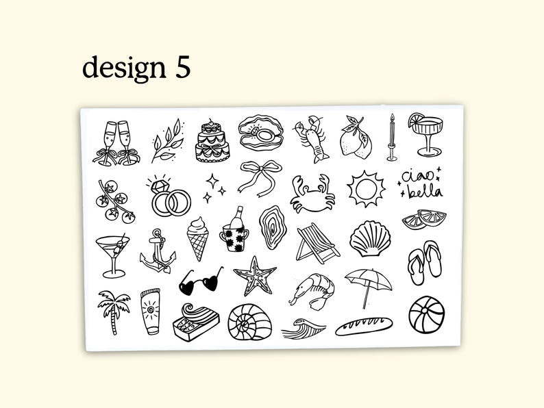 Sheet of 35 Wedding Temporary Tattoos, Drinks and Cocktails Wedding ...