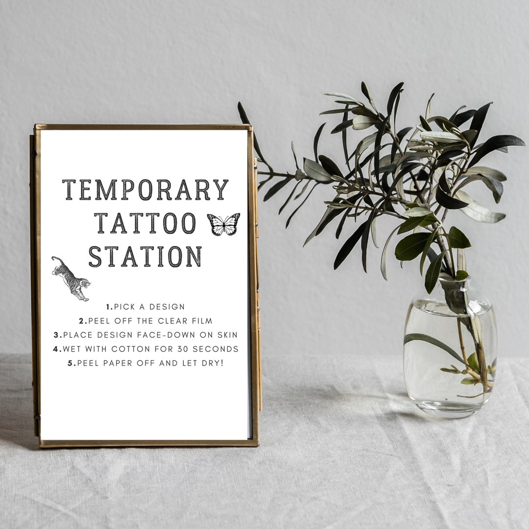Tattoo Station Sign for Wedding or Party. Elegant Biker Tattoo Style ...