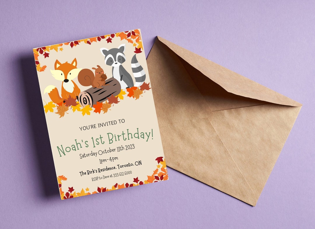 Forest Friends Birthday Invitation Digital Template - Etsy