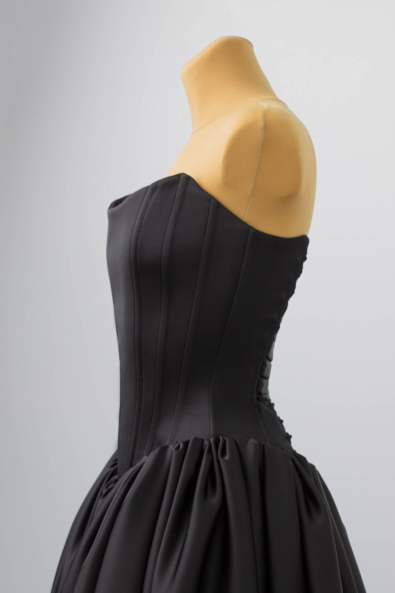 Custom Black Wedding Dress With Long Train 1 Meter, Dramatic Corset ...