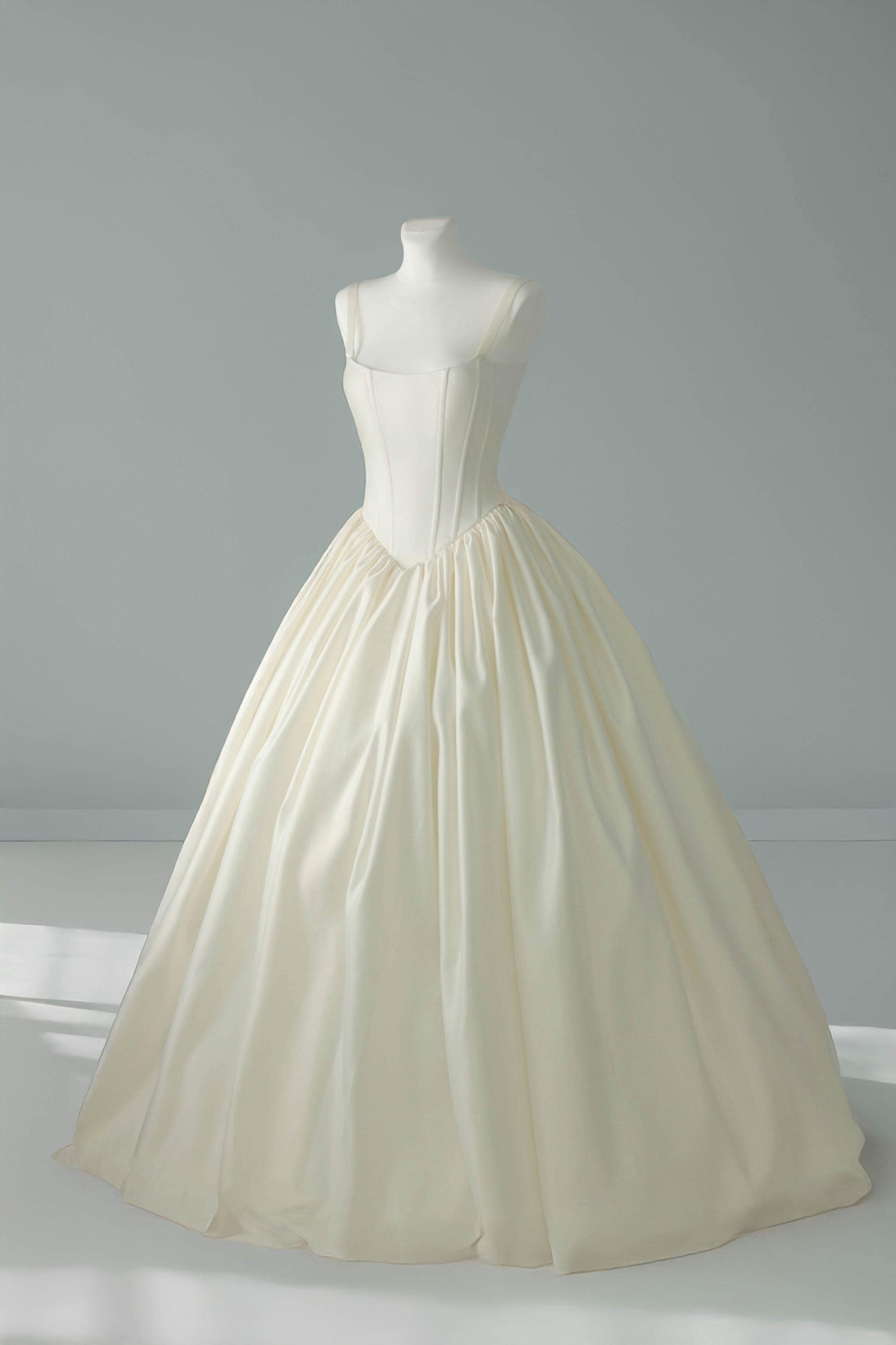Modest Simple Wedding Dress With Fitted Corset and Puffy Skirt, Silk ...